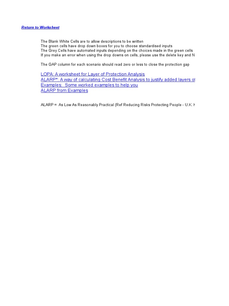 LOPA Worksheet for Safety Analysis | PDF | Risk | Combustion