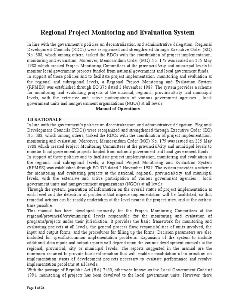 Regional Project Monitoring Guide | PDF | Non Governmental Organization ...