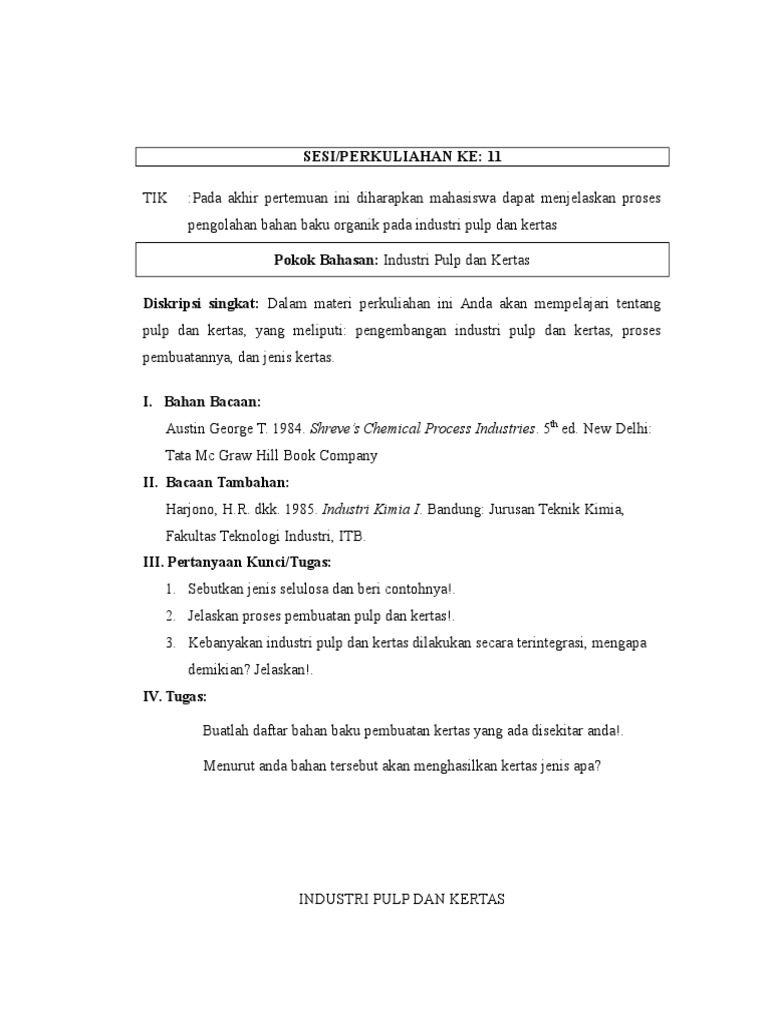 Industri Pulp Dan Kertas | PDF