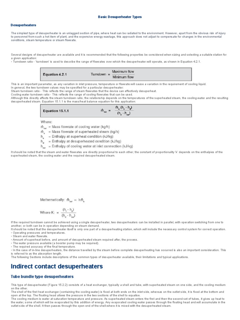 Basic Desuperheater Types | PDF | Steam | Heat Transfer