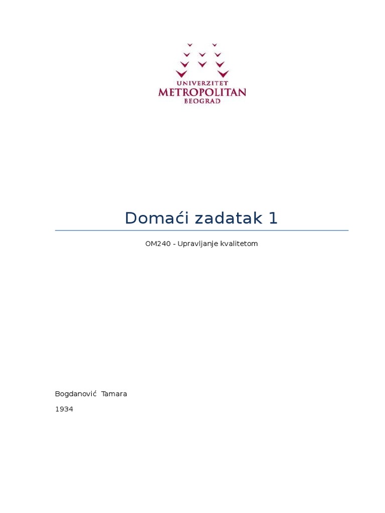 Upravljanje Kvalitetom | PDF