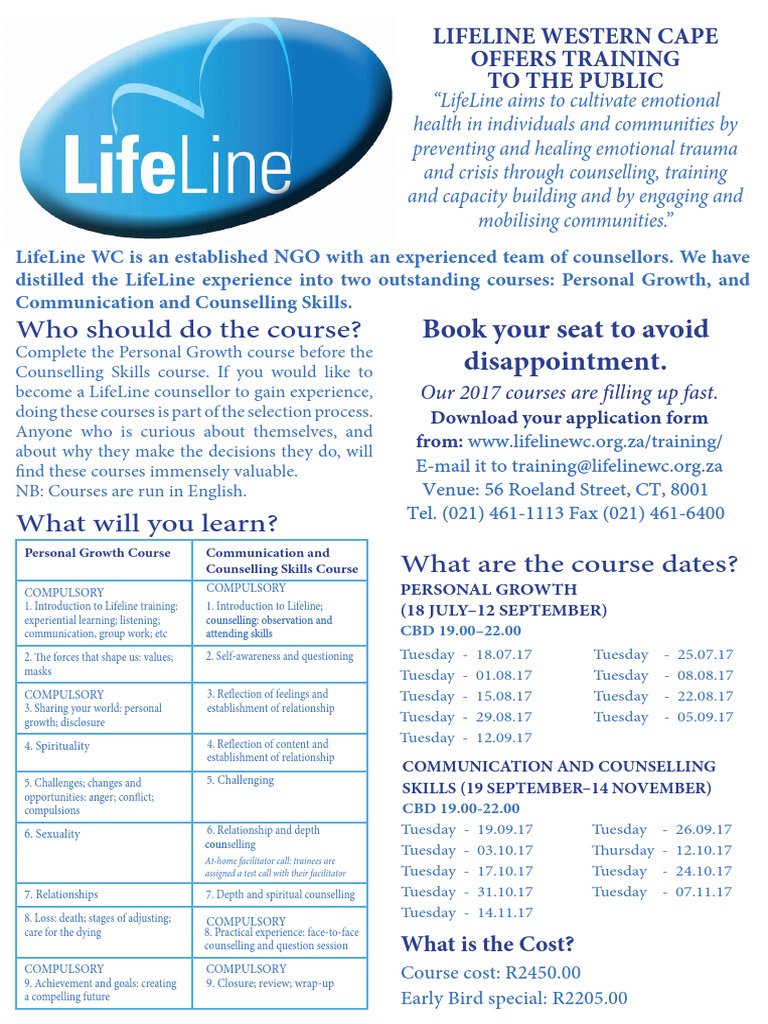 LifeLine Training Flyer | PDF | Personal Development | Behavioural Sciences