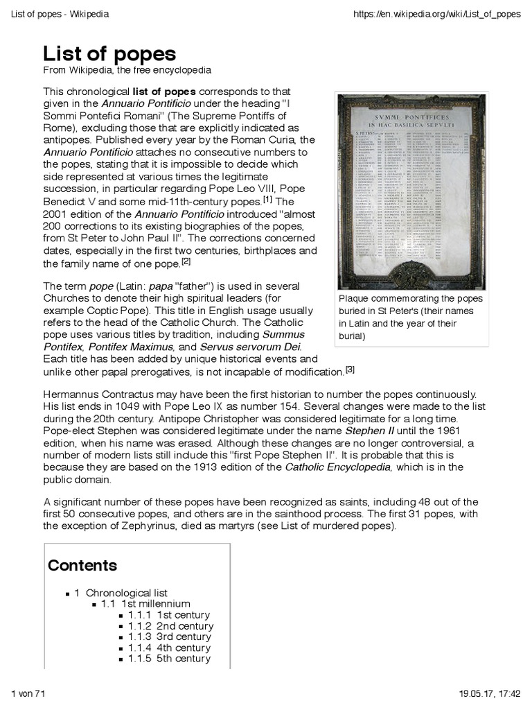 List of Popes | PDF | Pope | Holy See