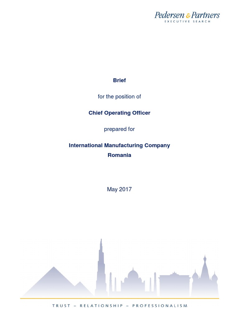 Brief - COO For International Manufacturing Company, Romania PDF | PDF ...