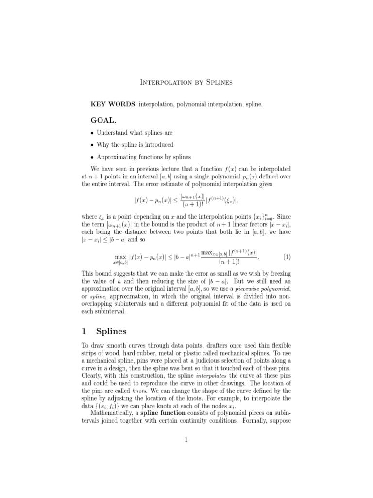 Spline PDF | PDF | Interpolation | Spline (Mathematics)