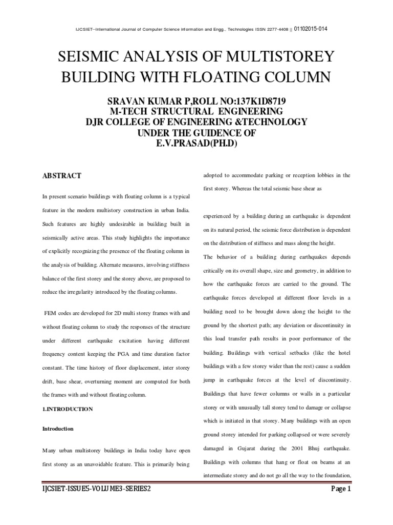 Seismic Analysis of Multistorey Building With Floating Column | PDF | Finite Element Method ...