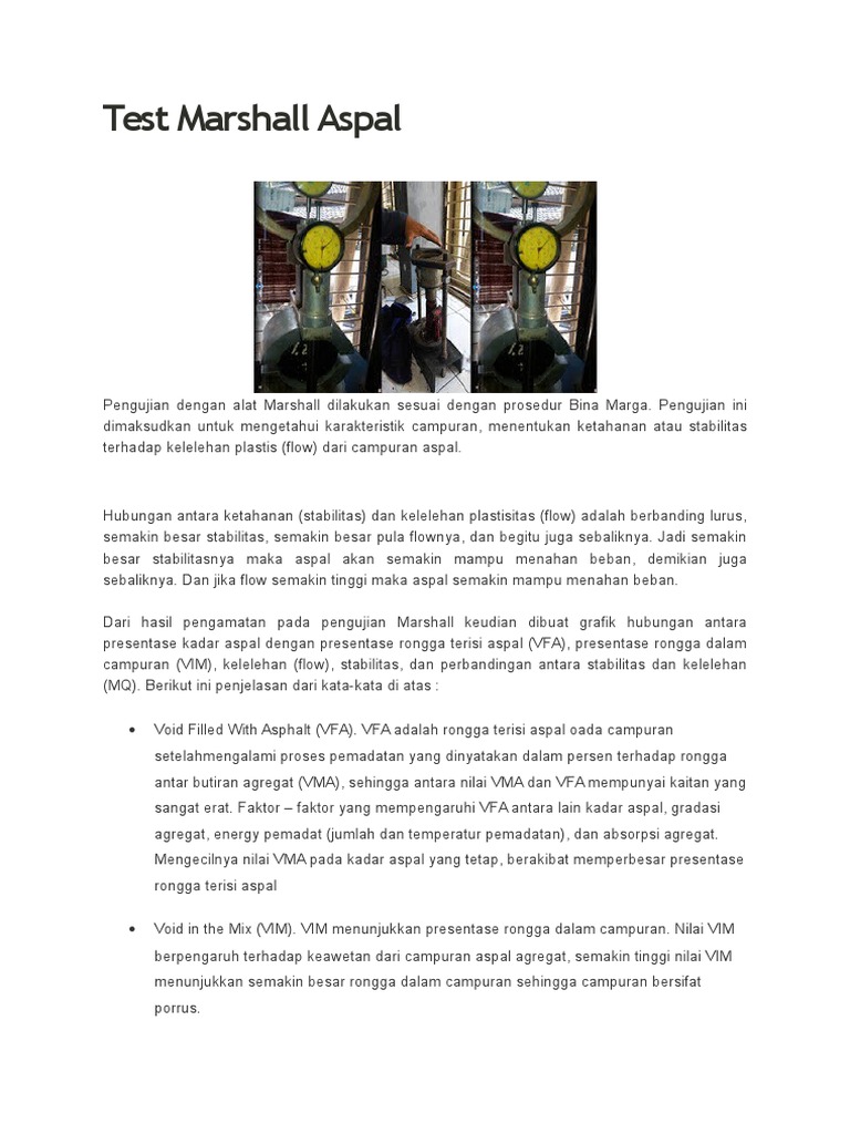 Test Marshall Aspal | PDF