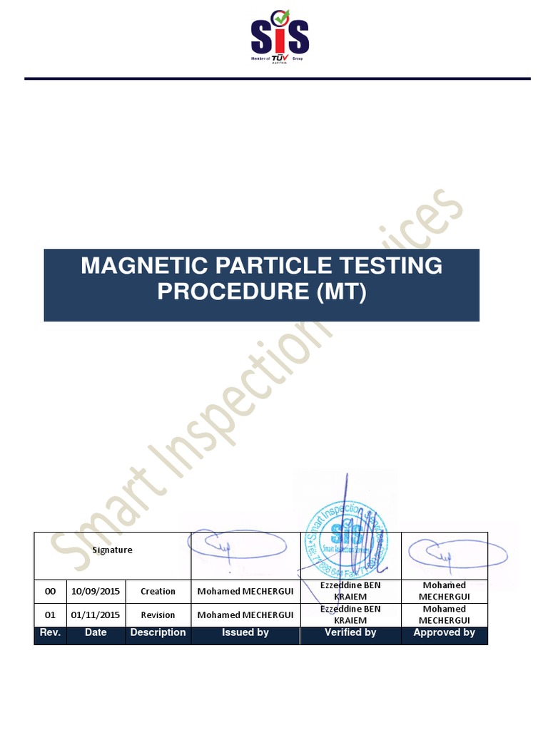 MT Procedure | PDF | Nondestructive Testing | Magnetic Field