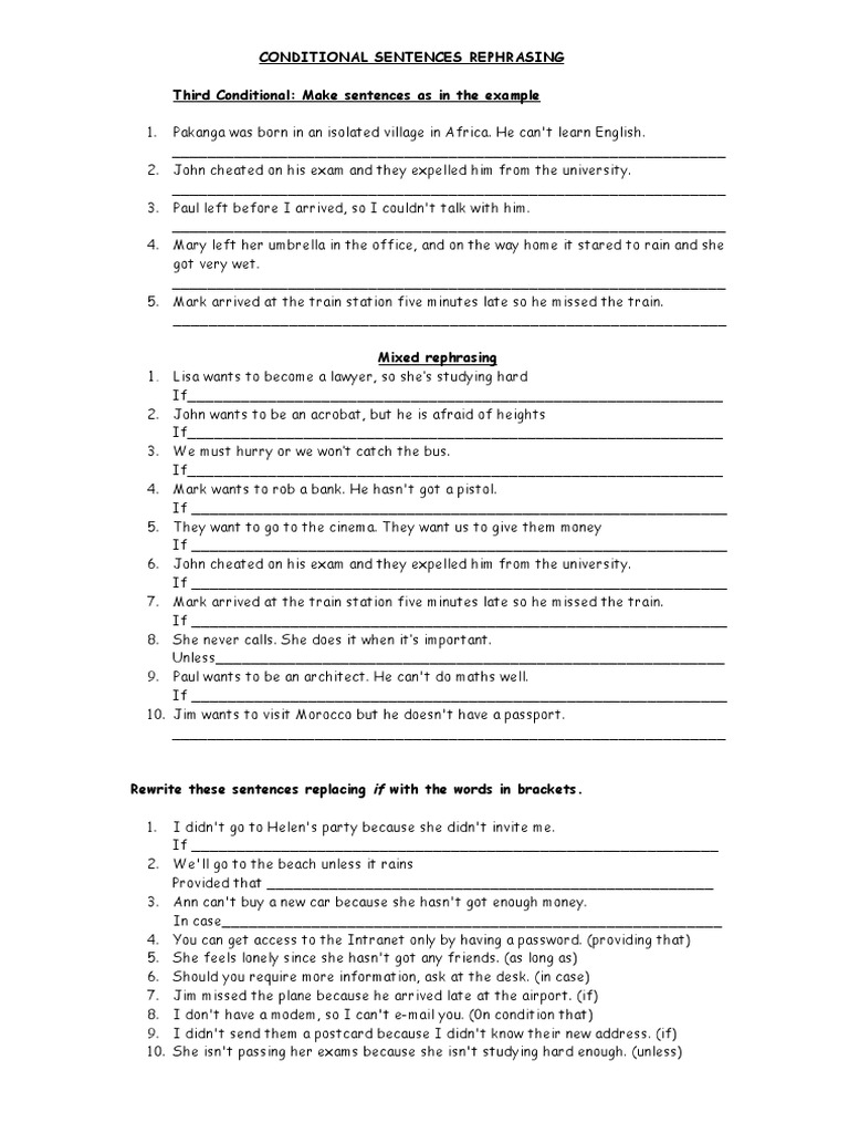 Conditional Sentences Rephrasing | PDF | Business
