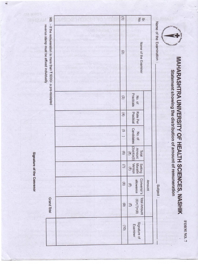 Remuneration Bill Form | PDF