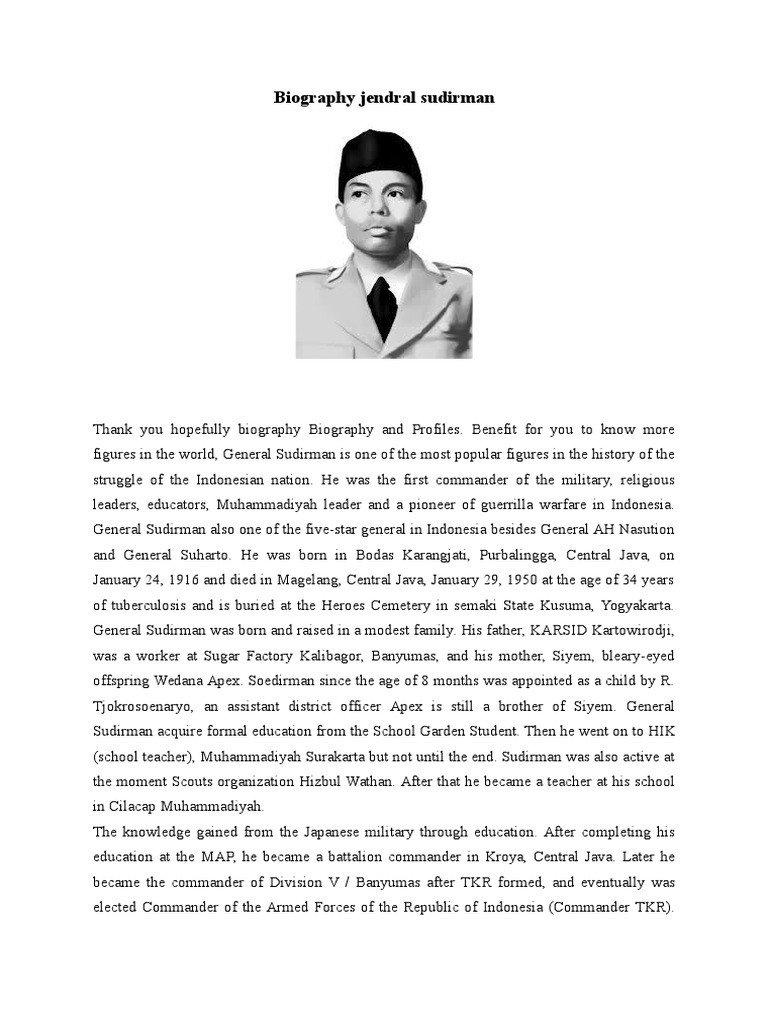 Biography Jendral Sudirman | International Security | International ...