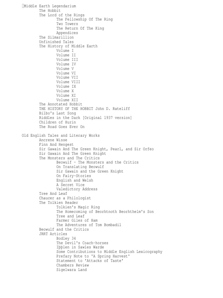Tolkien Text Anthology 2 Extended Edition ISO Contents | PDF | J. R. R ...