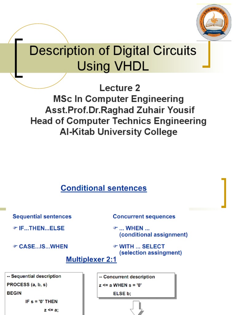Description of Digital Circuits Using VHDL | PDF | Science & Mathematics | Technology & Engineering