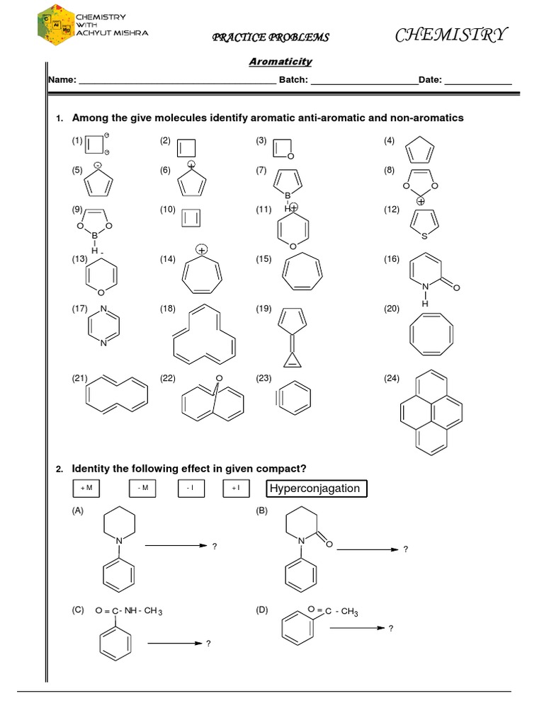 Chemistry: Practice Problems | Download Free PDF | Aromaticity ...