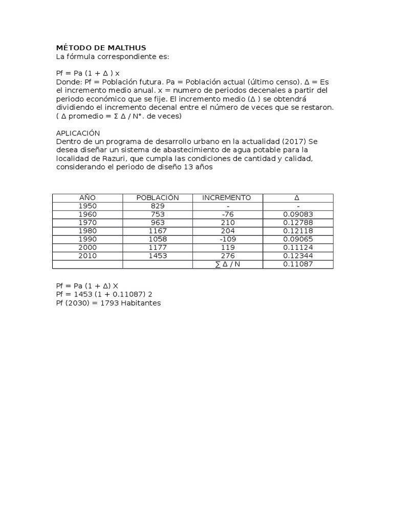 Método de Malthus | Descargar gratis PDF | Agua | Science