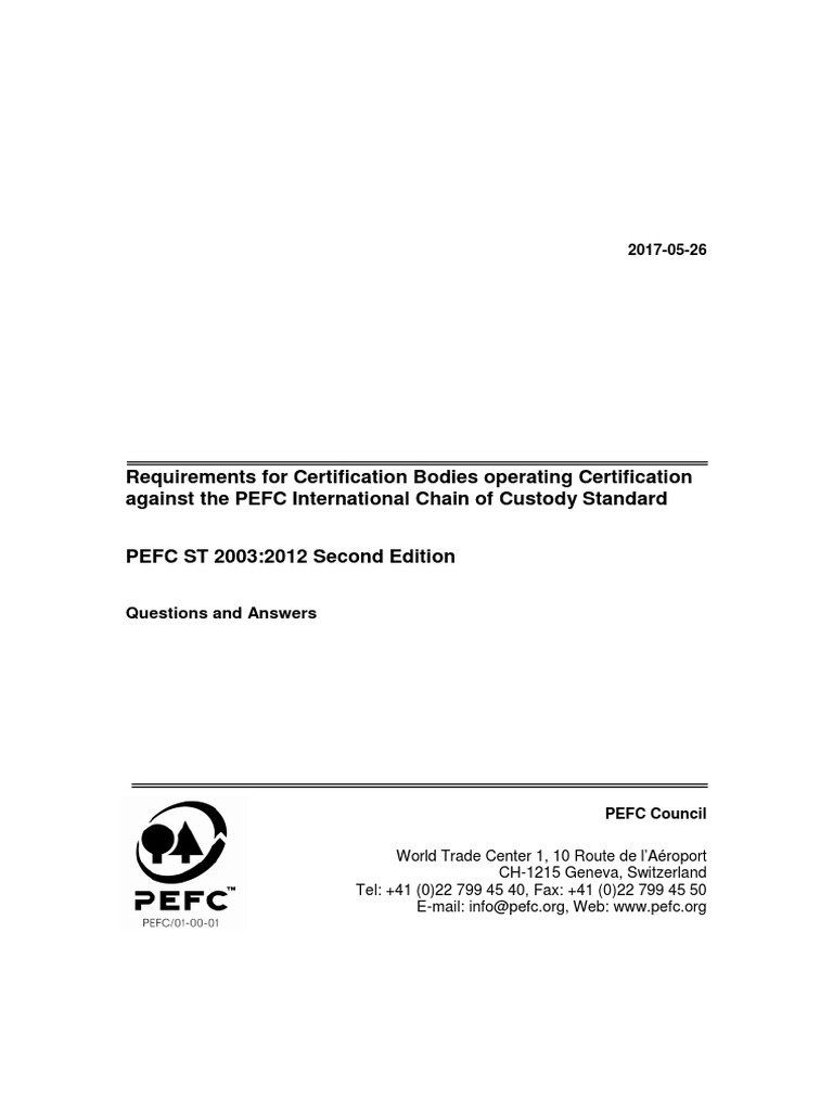 Questions and Answers To PEFC ST 2003:2012 Second Edition | PDF ...