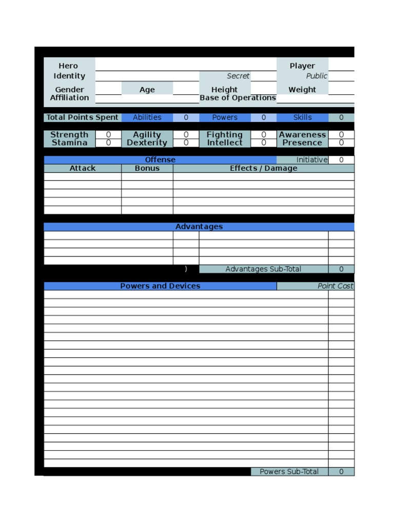 Mutants and Masterminds 3e Character Sheet | PDF | Tabletop Games ...