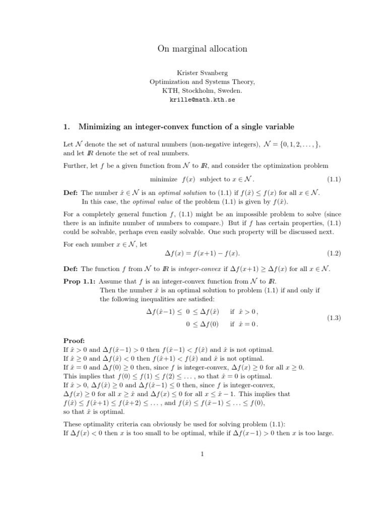 On Marginal Allocation KTH | PDF | Mathematical Optimization | Convex Set