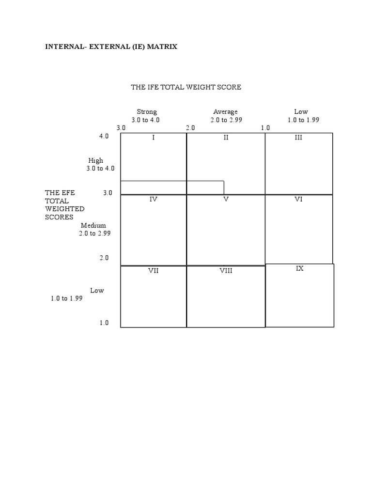 Internal-External (Ie) Matrix | PDF