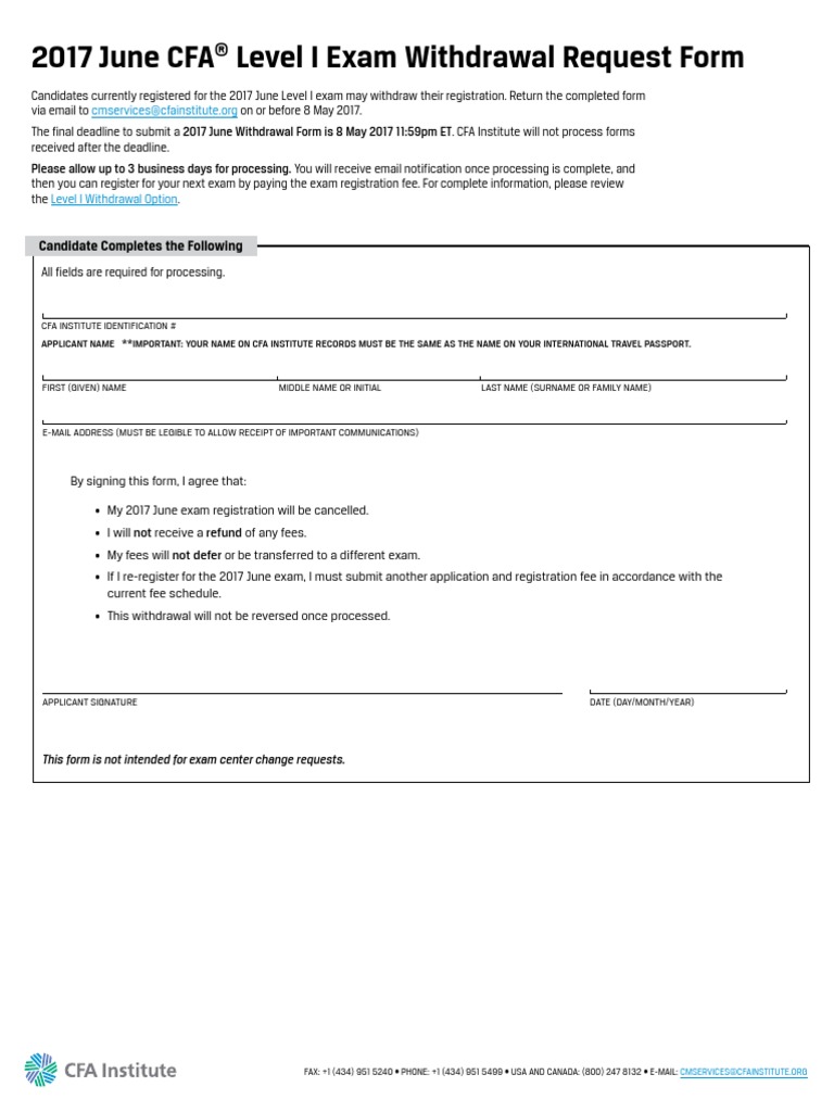 June Exam Withdrawal Request Form | PDF