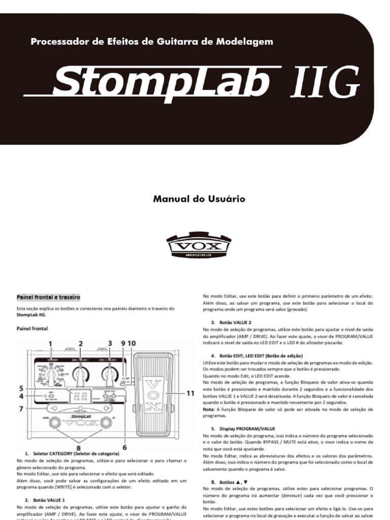 Manual Stomplab 2G em português