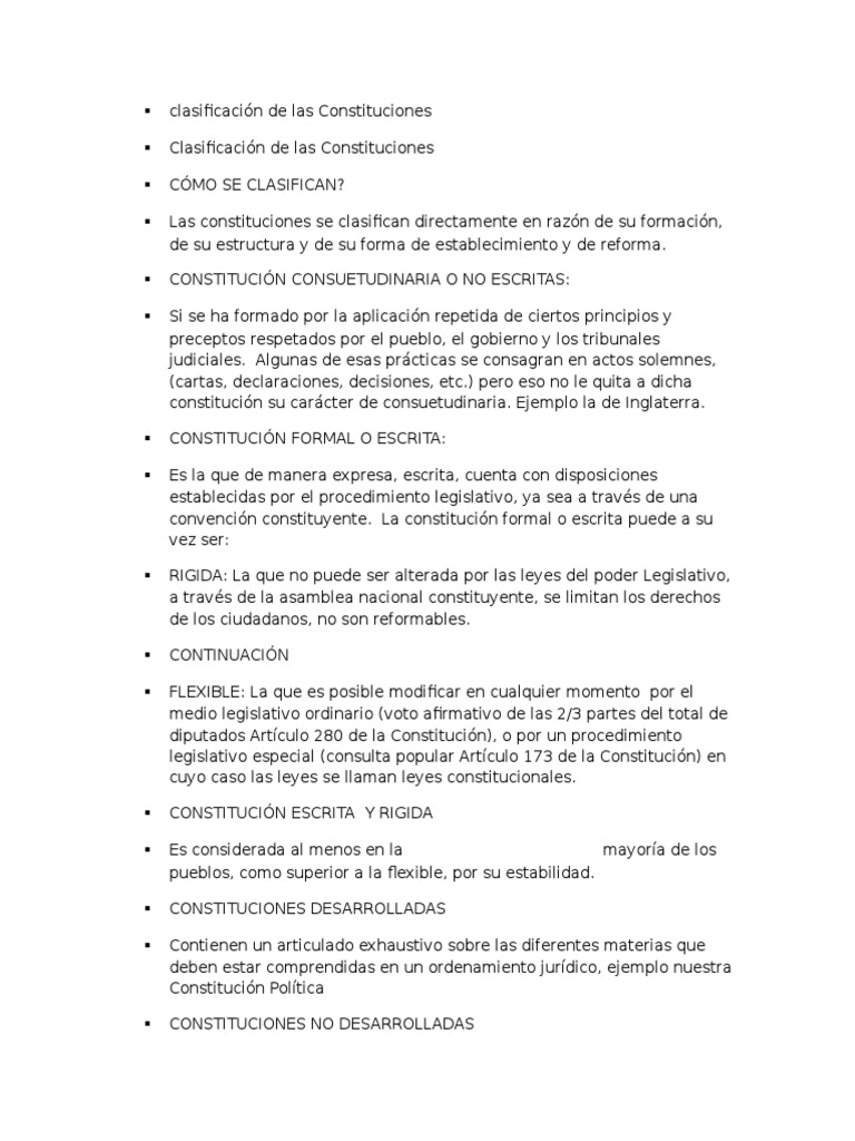 Clasificación De Las Constituciones Pdf Constitución Virtud