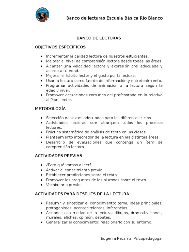 Banco de Lecturas | PDF | Lectura (proceso) | Comprensión lectora