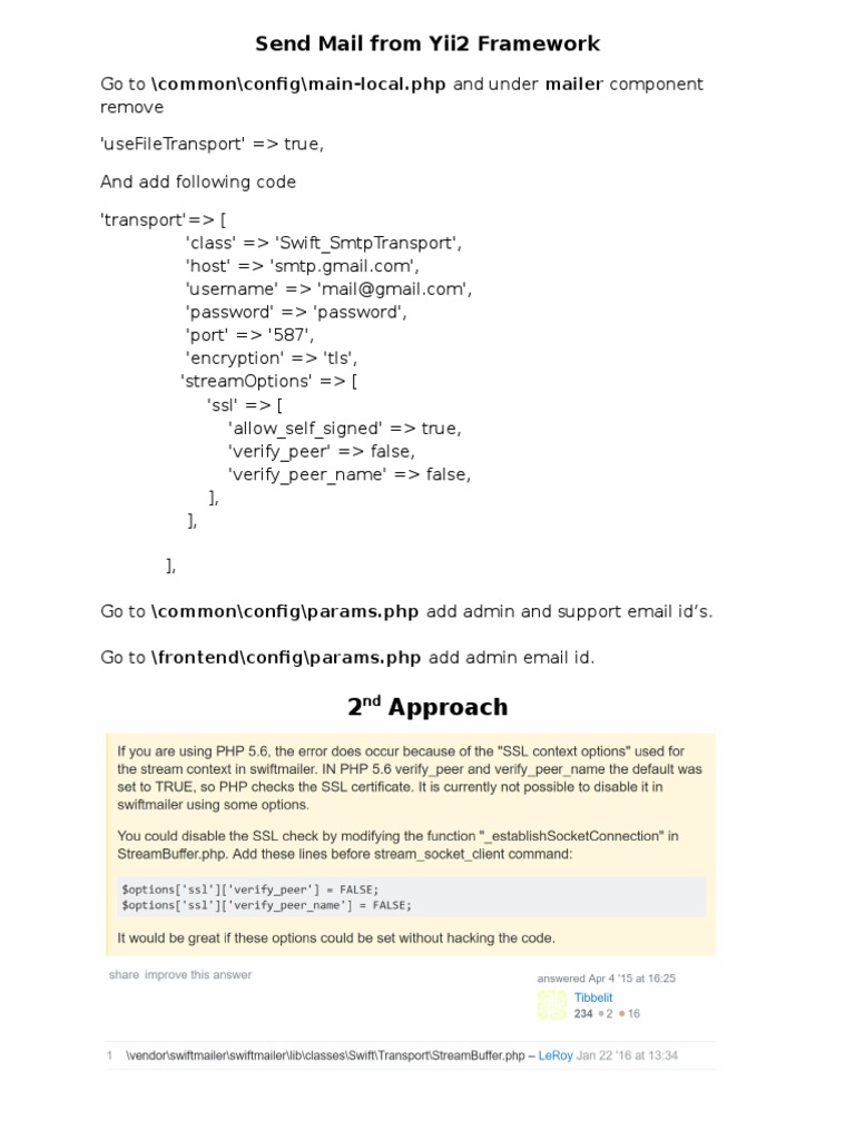 Send Mail From Yii2 Framework | PDF