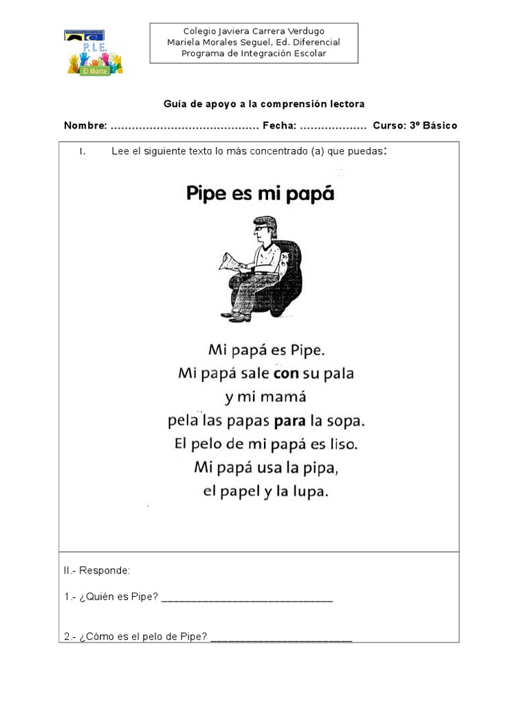 Guía de Comprensión Lectora 3º Básico | PDF