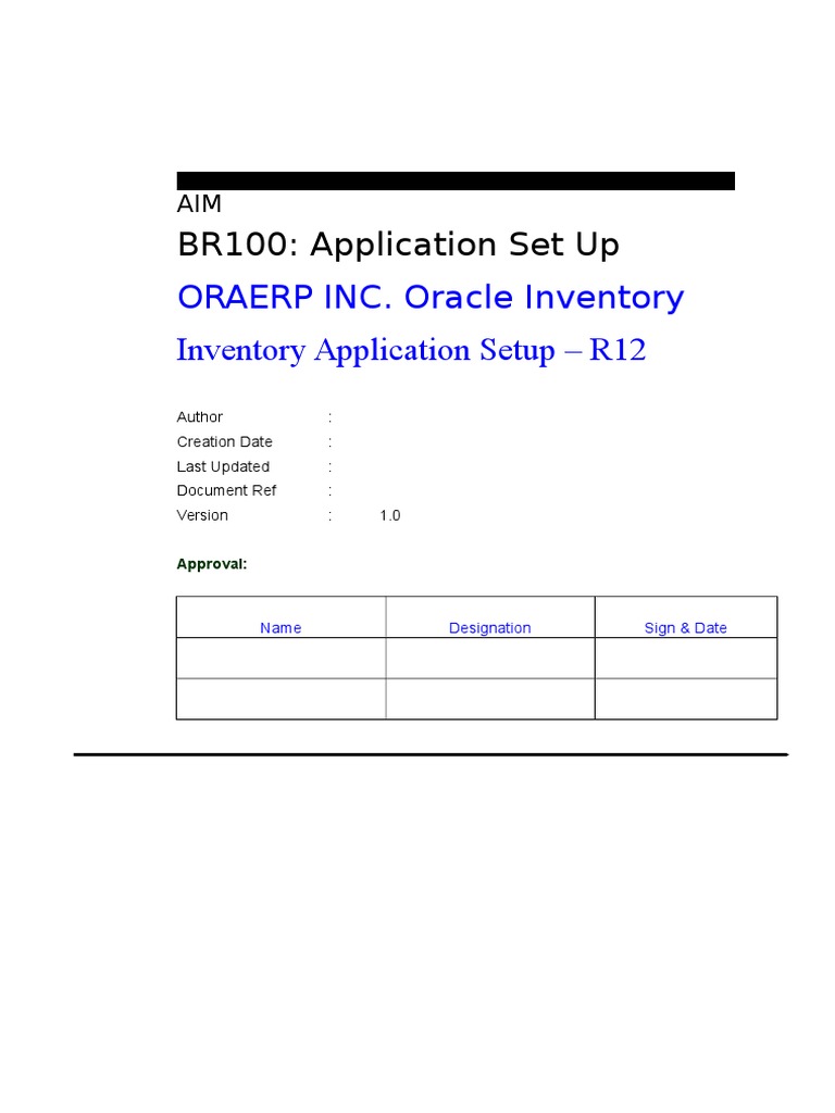 INV BR100 Application Setup V1.0 | PDF | Units Of Measurement | Inventory