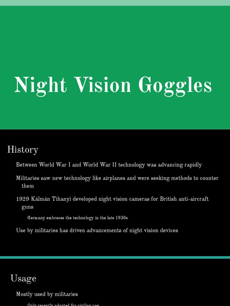 History and Function of Night Vision Goggles | PDF