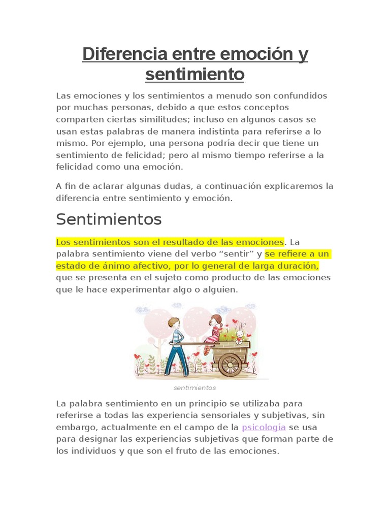 Diferencia Entre Emoción y Sentimiento | PDF | Sensación | Las emociones
