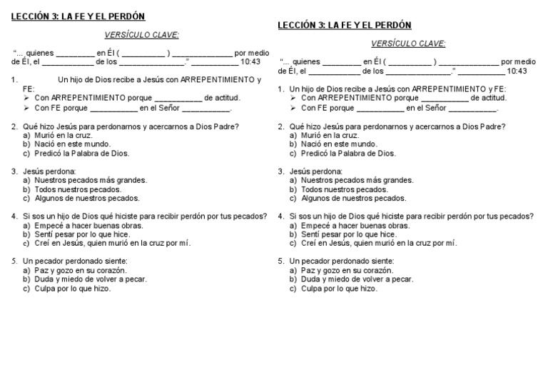 Prueba de LECCIÓN 3 Vida Abundante | PDF | Pecado | Perdón