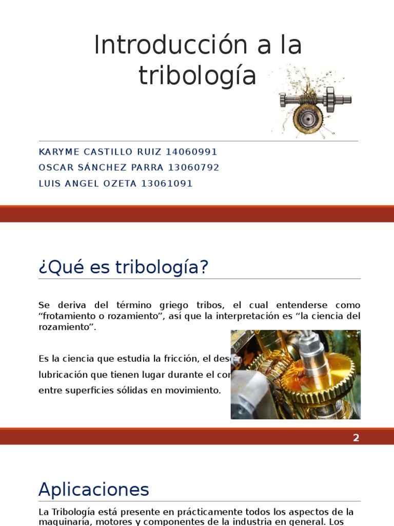 Introducción a La Tribología FALLAS | Fricción | Ingeniería de Edificación