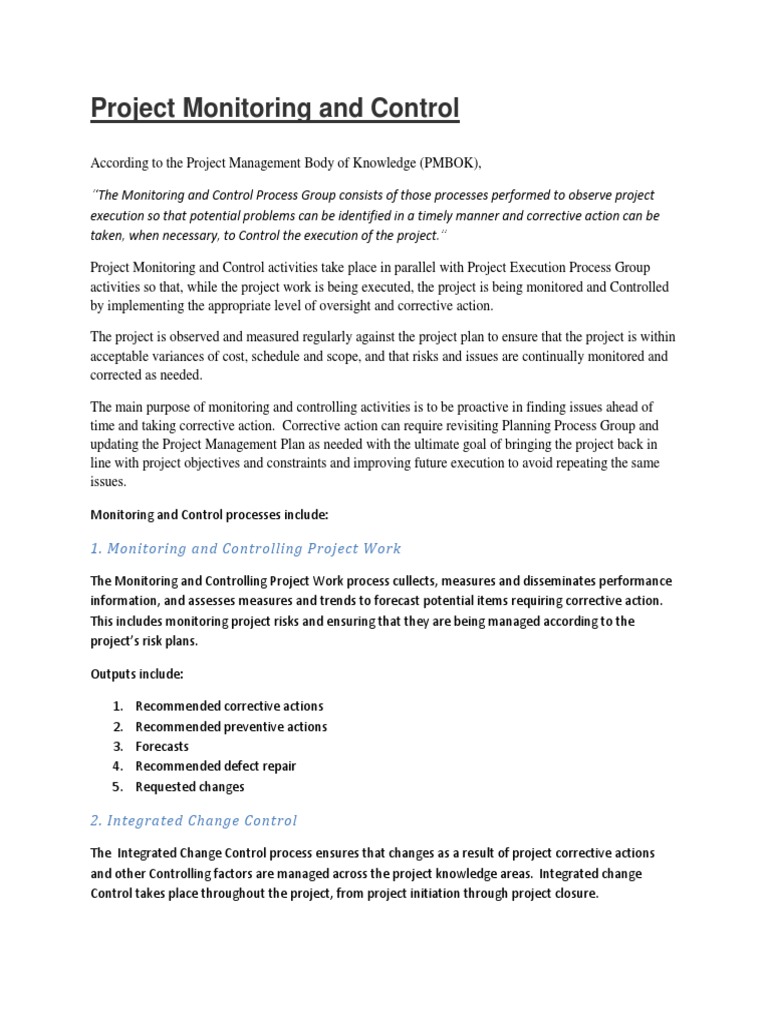 Project Monitoring and Control Expediting PDF | PDF | Project ...