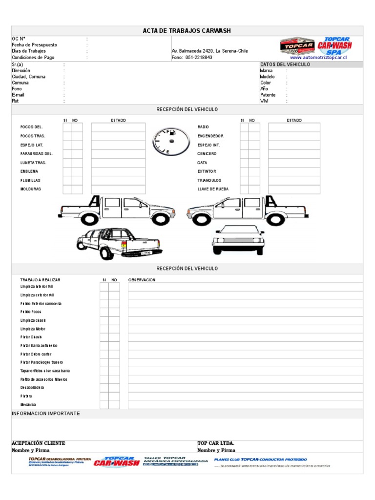 Pauta Check List Carwash