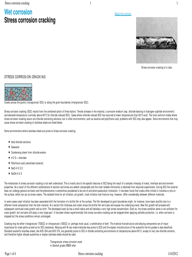 Stress Corrosion Cracking-Sandvik | PDF | Corrosion | Fracture