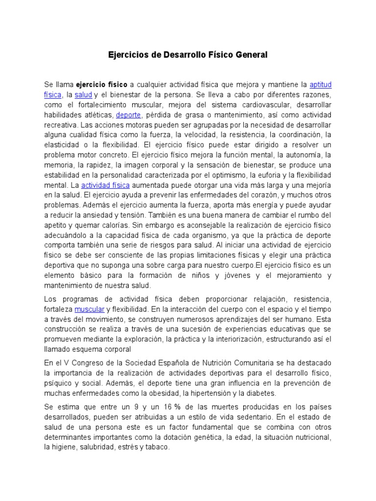 Ejercicios de Desarrollo Físico General | PDF | Ejercicio físico | Medicina CLINICA