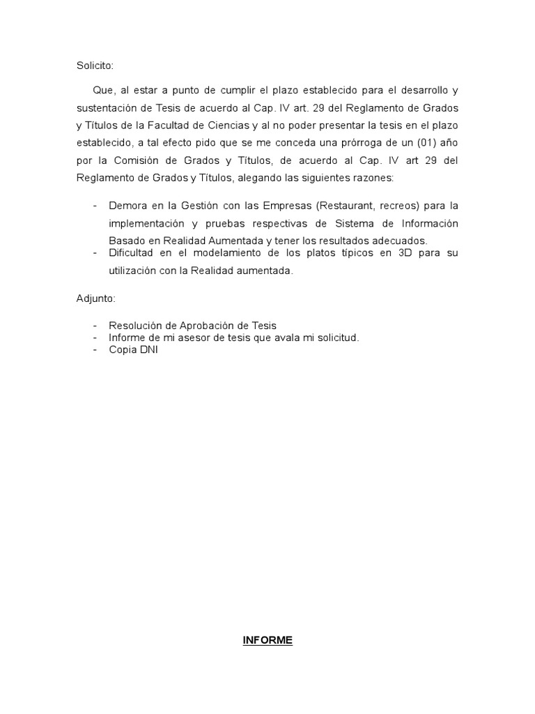 Solicito Prorroga de Tesis | PDF