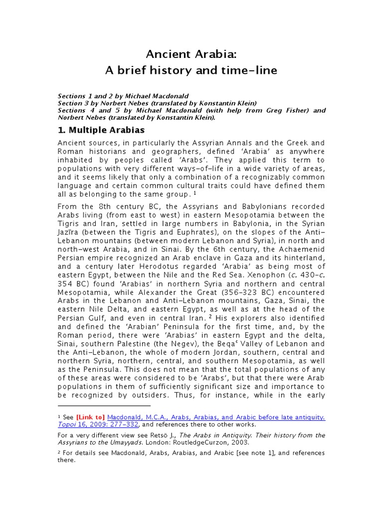 Aalc Brief History and Timeline of Ancient Arabia | PDF | Assyria ...