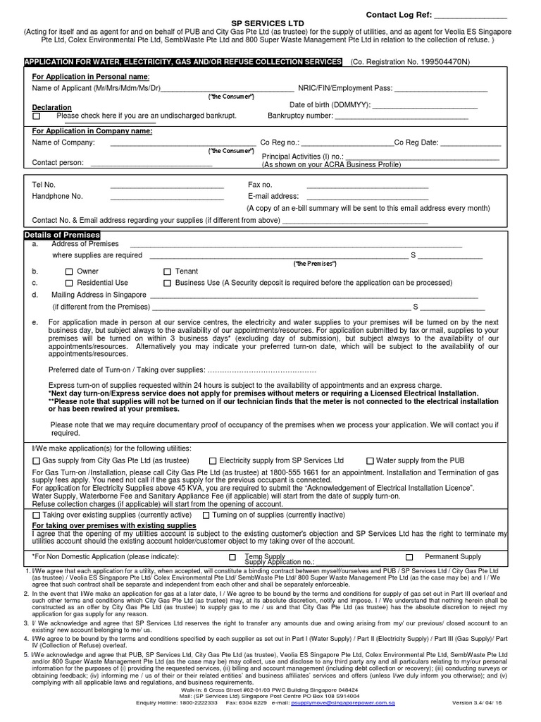 Utilities Application Form V3.4 | PDF | Contractual Term | Fee