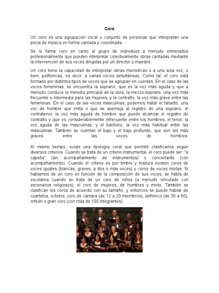 Coro | Coro | Elementos de la música