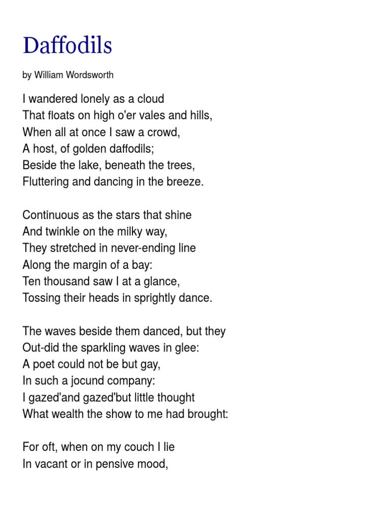 William Wordsworth's "Daffodils | PDF | Poetry | Nature