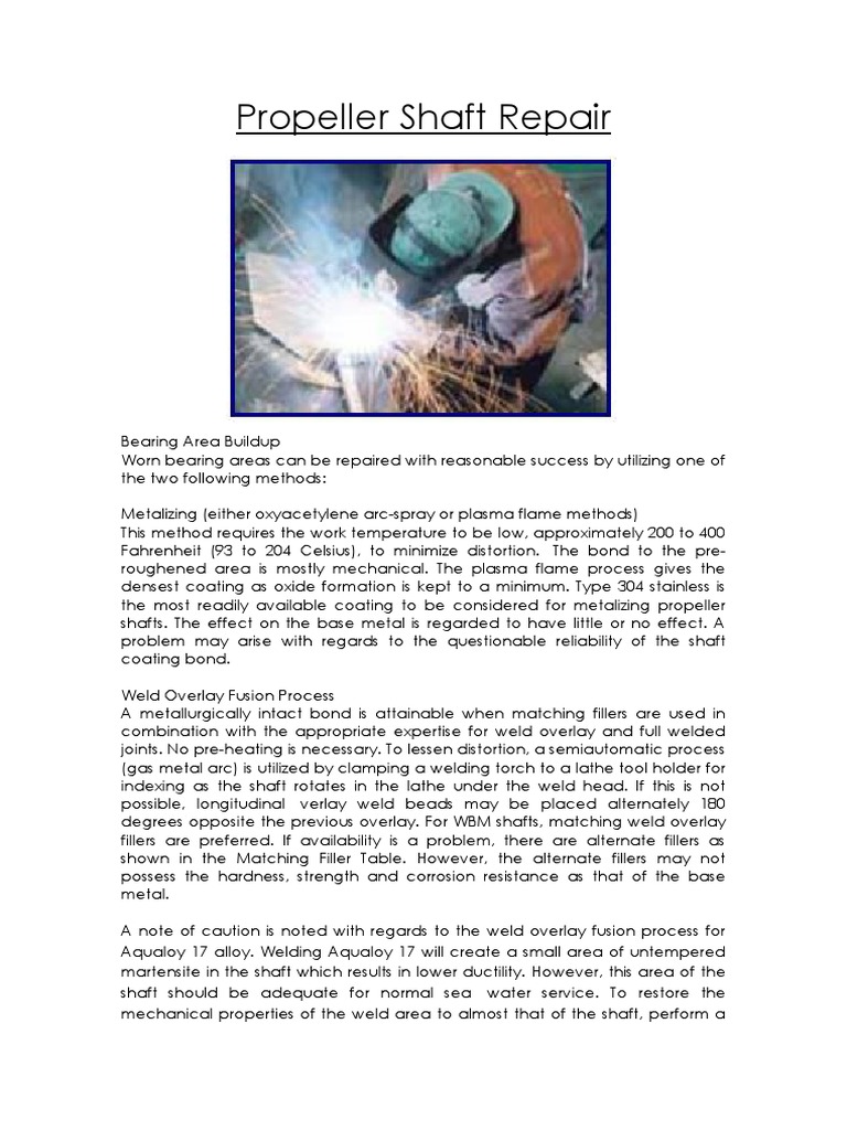 Propeller Shaft Repair | PDF | Welding | Construction