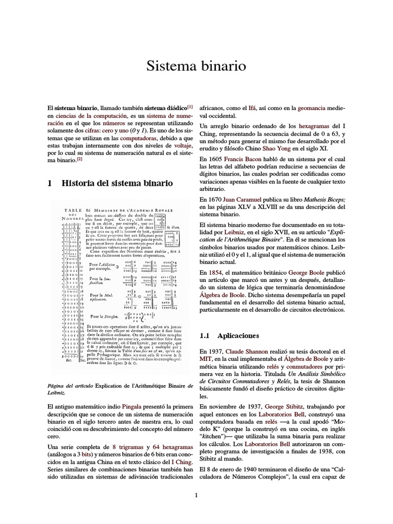 Historia y Uso del Sistema Binario | PDF | Lexicología | Enseñanza de ...
