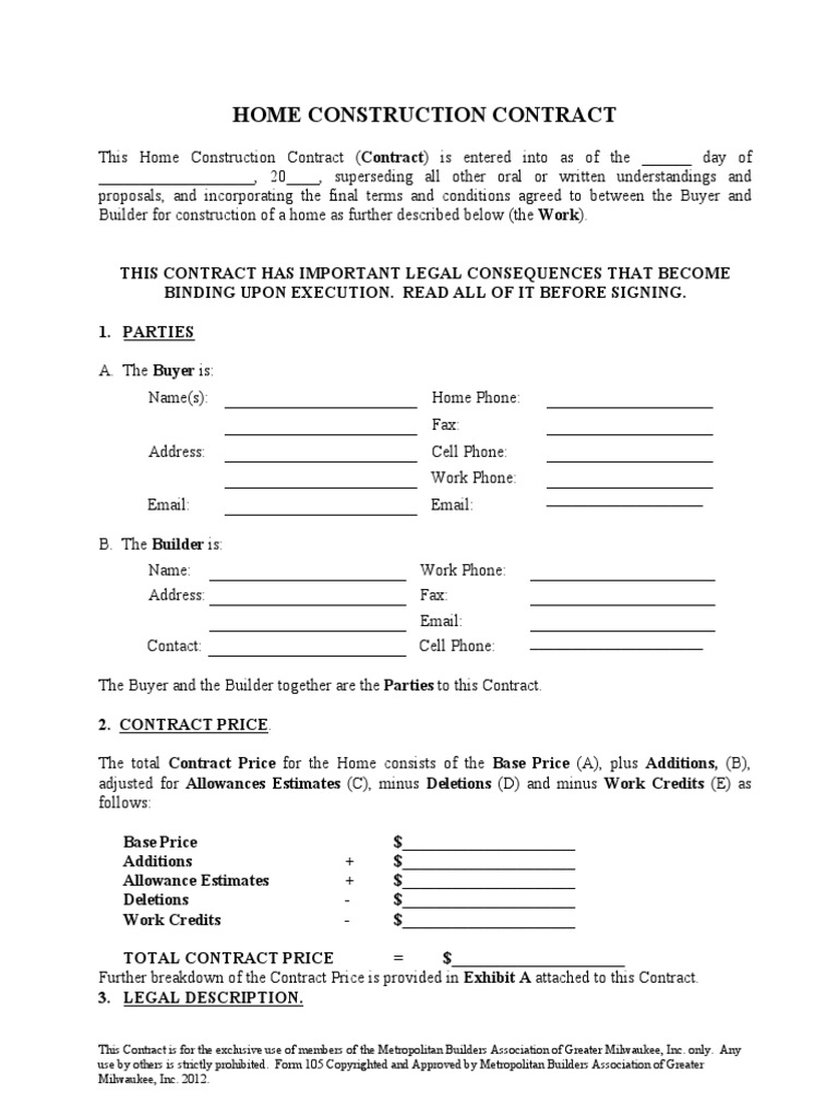 Home Construction Contract Template | PDF | Arbitration | General ...