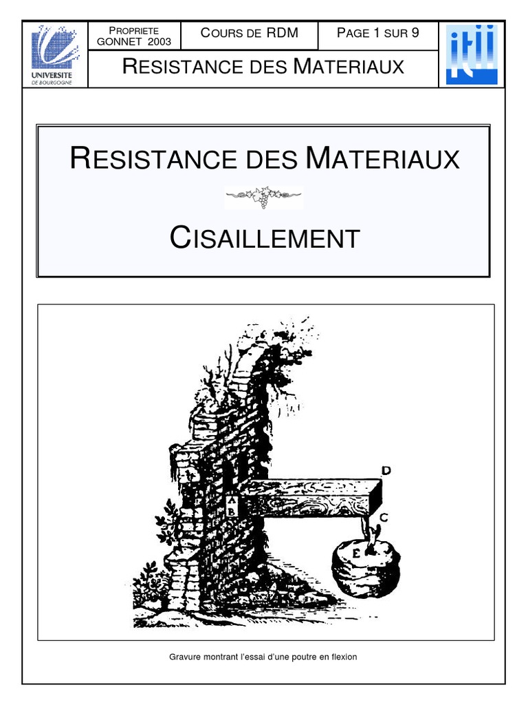 Cours RDM : Cisaillement et Contrainte | PDF | Contrainte de ...