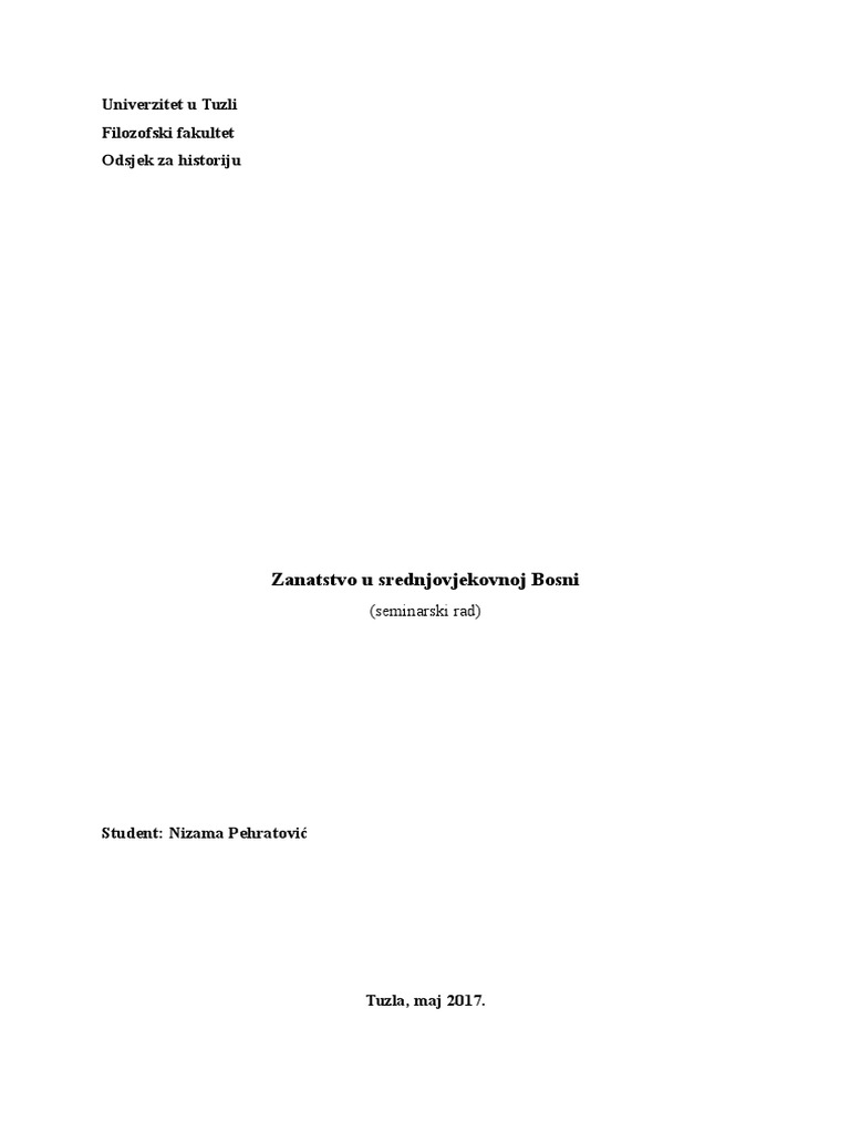 Zanatstvo U Srednjovjekovnoj Bosni | PDF