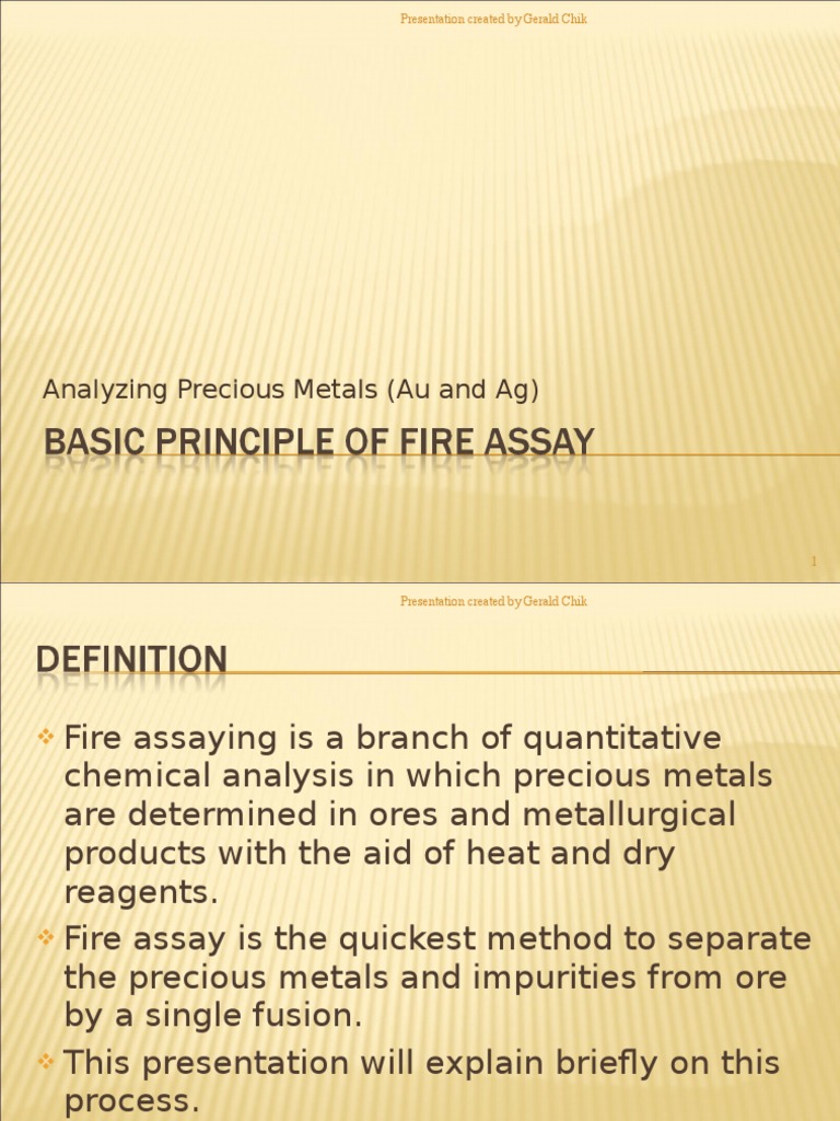 Basic Principle of Fire Assay | PDF | Metallurgical Assay | Lead