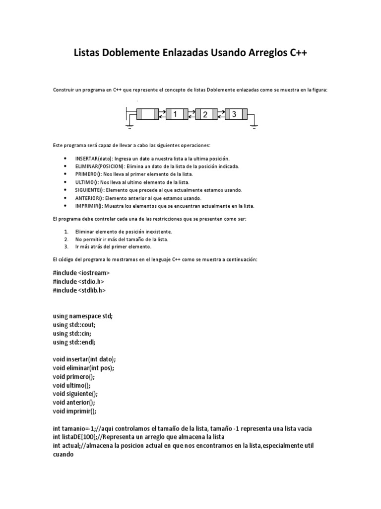 Listas Doblemente Enlazadas | PDF | C ++ | Programación de computadoras